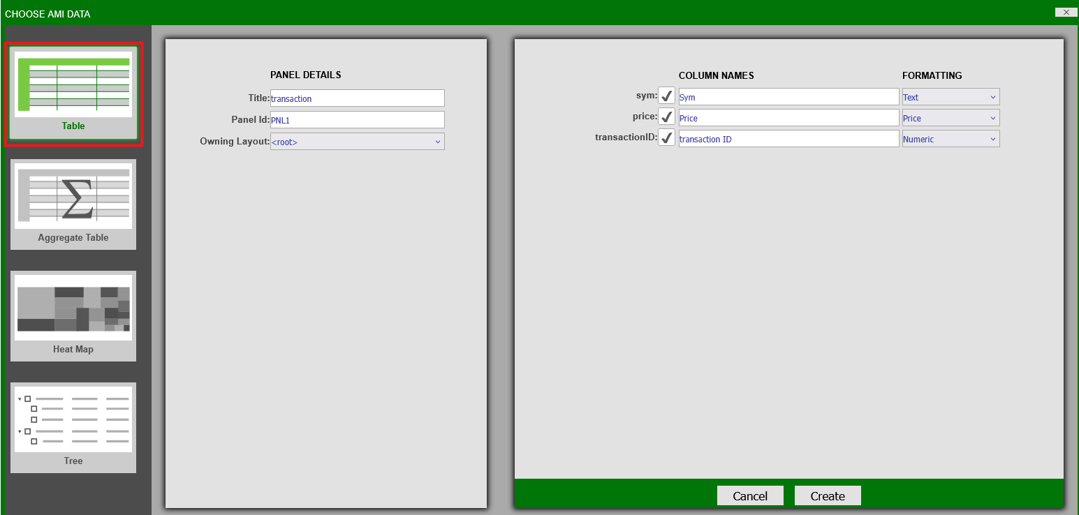 Tables - AMI Documentation
